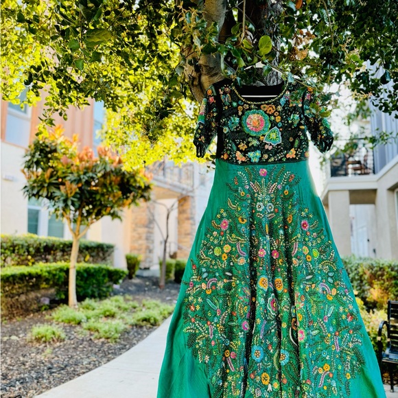 Dresses | Intricate Hand Work Dress With Multi Color Beaded Floral Hand ...